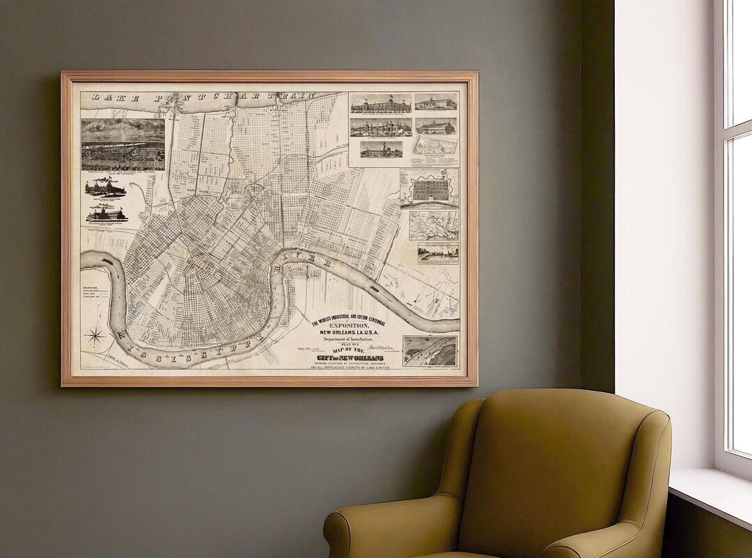 Antique 1884 New Orleans Map | World's Industrial and Cotton Centennial ...