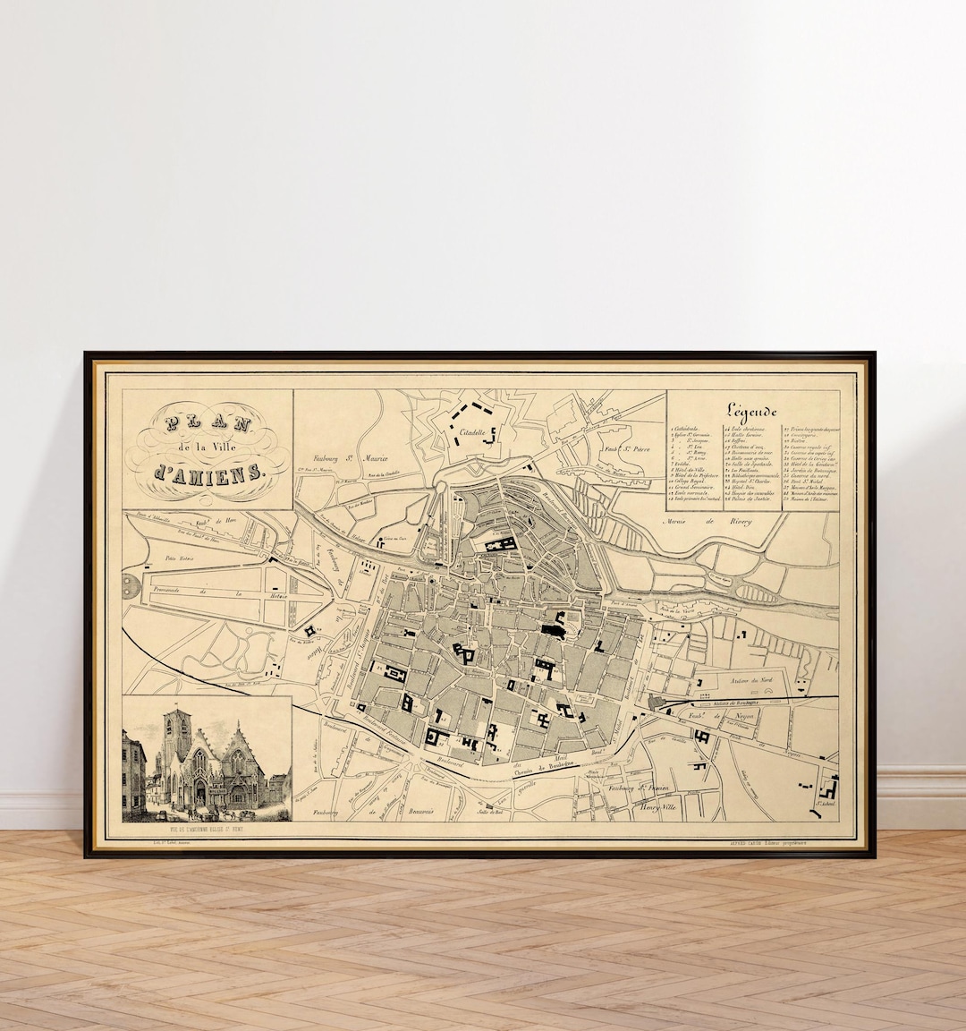 Amiens Map - Plan De La Ville D'amiens - Old City Map Print on Paper or ...