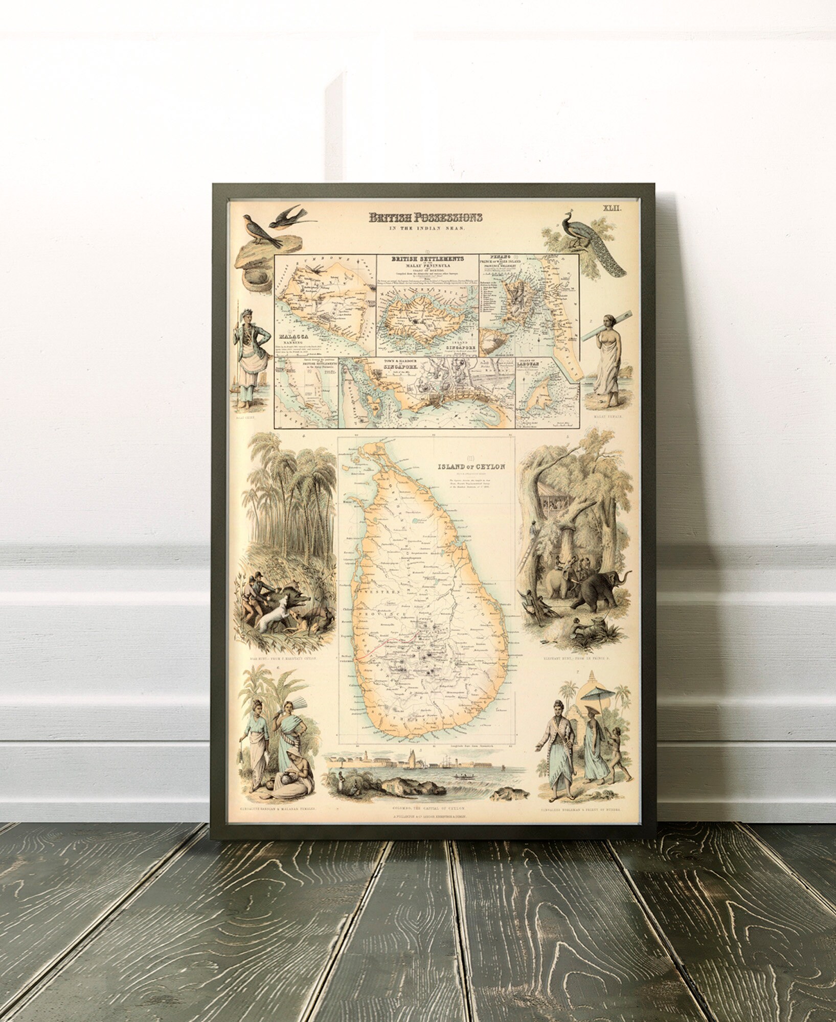 Pictorial map of Ceylon Map of Sri Lanka available on paper | Etsy