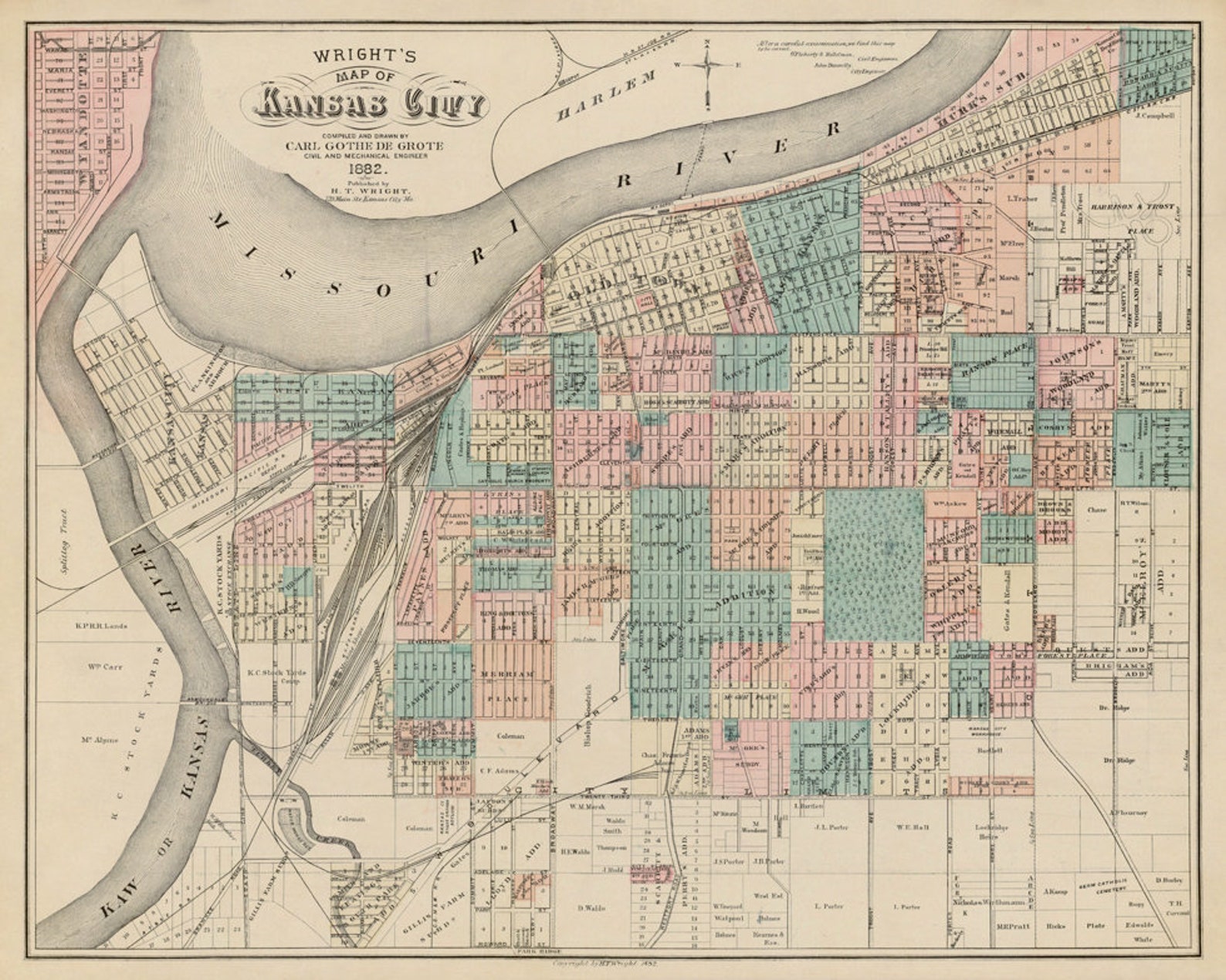 Old Map of Kansas City Historical Large Map of Kansas City | Etsy