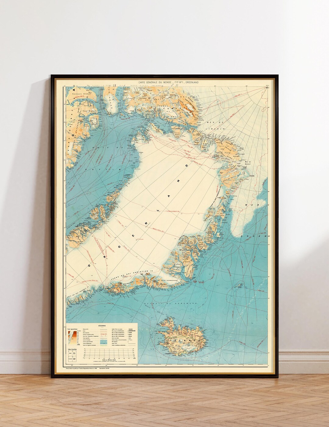 Vintage 1948 Arctic Regions | Greenland Map Wall Decor | Fine Print - Etsy