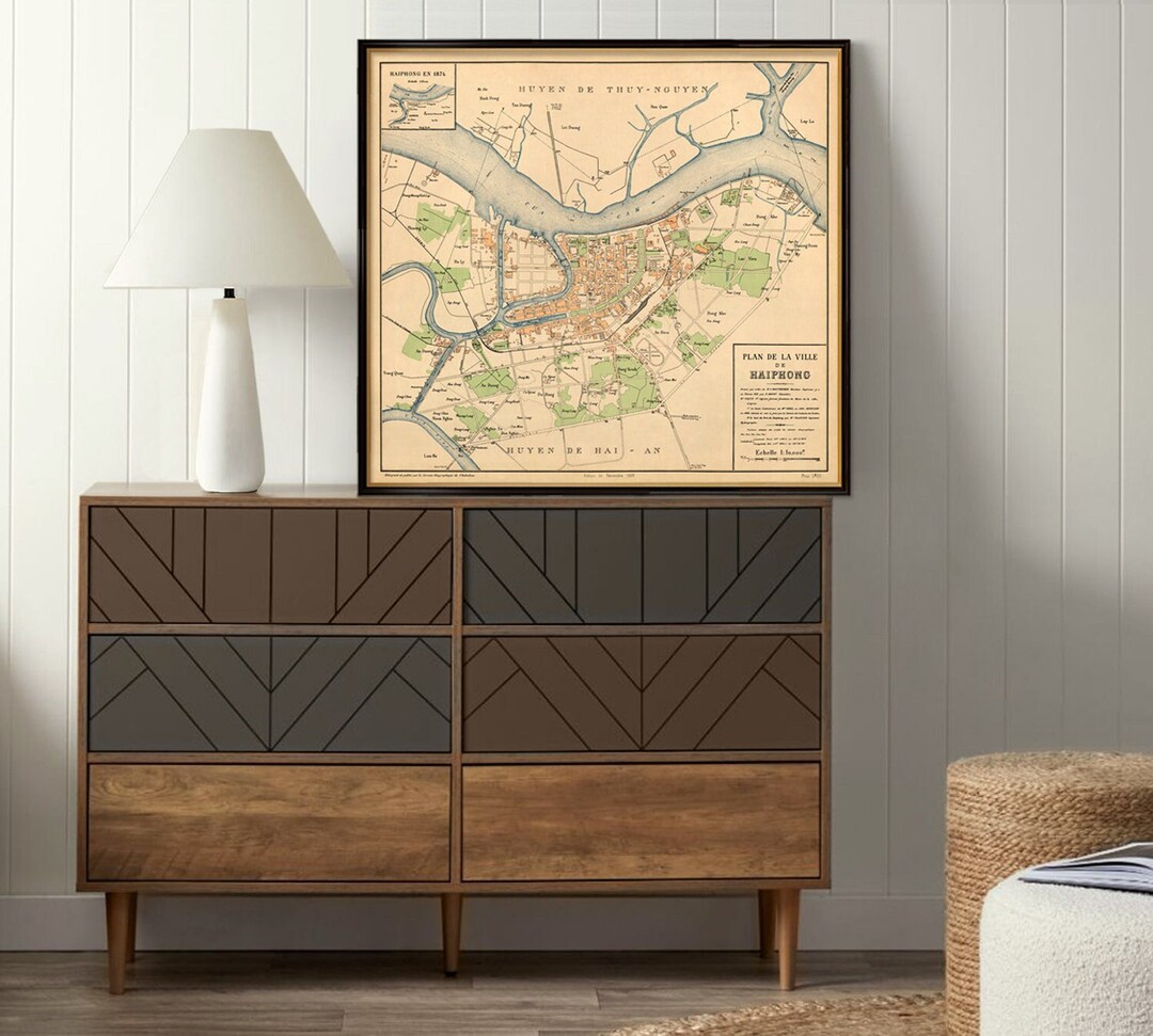 Haiphong Map, Vintage City Plan Fron 1929, Cam River, Historical Map ...