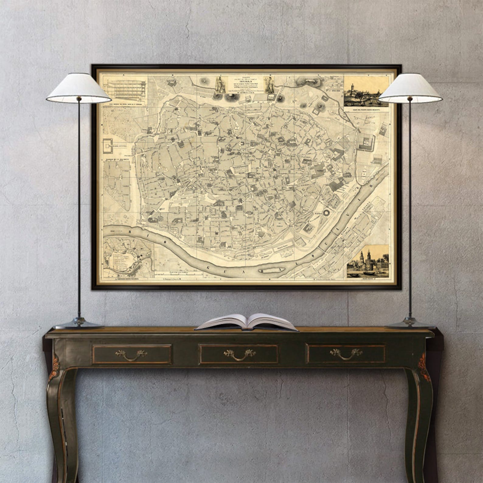 Old Map of Sevilla Viejo Mapa De Sevilla Fine Print on - Etsy
