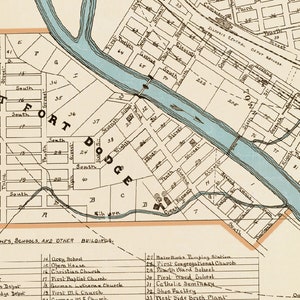 Old City Plan of Fort Dodge, Historical City Map, Restored Map, Wall ...