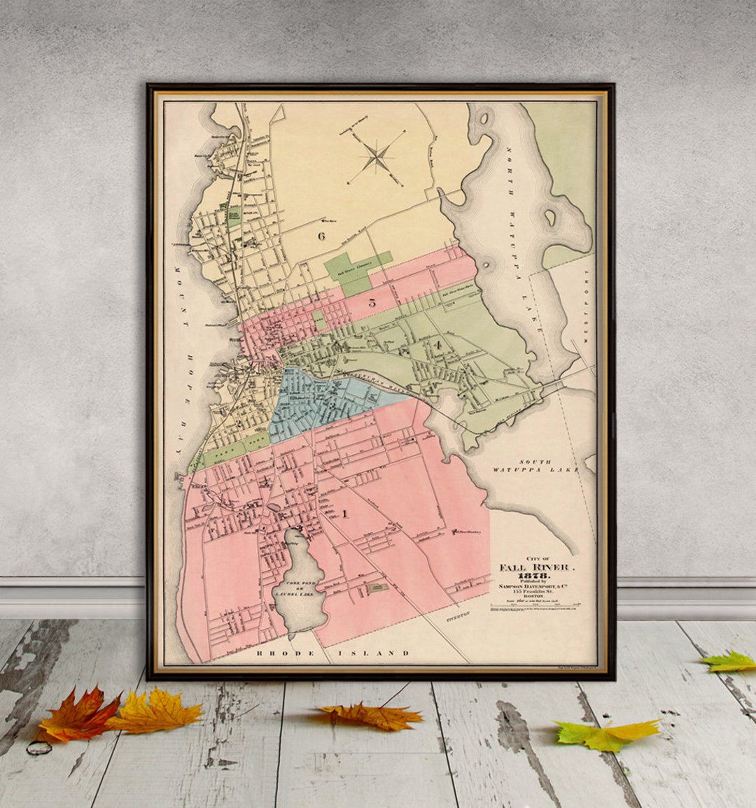 Fall River Map Old City Map Reproduction Map of Fall River - Etsy