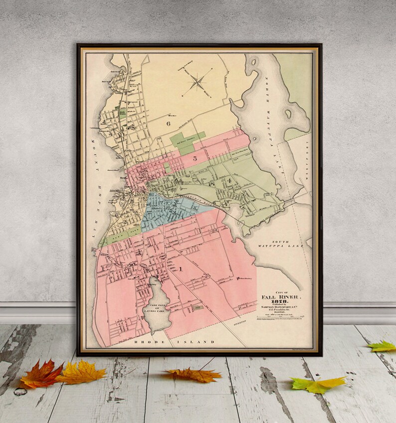 Fall River Map Old City Map Reproduction Map of Fall River - Etsy Canada