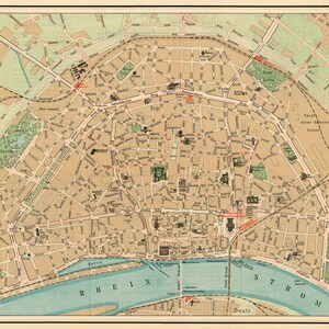 Cologne Map - Old Map of Cologne Fine Print - Karte Von Köln - Wall Map ...