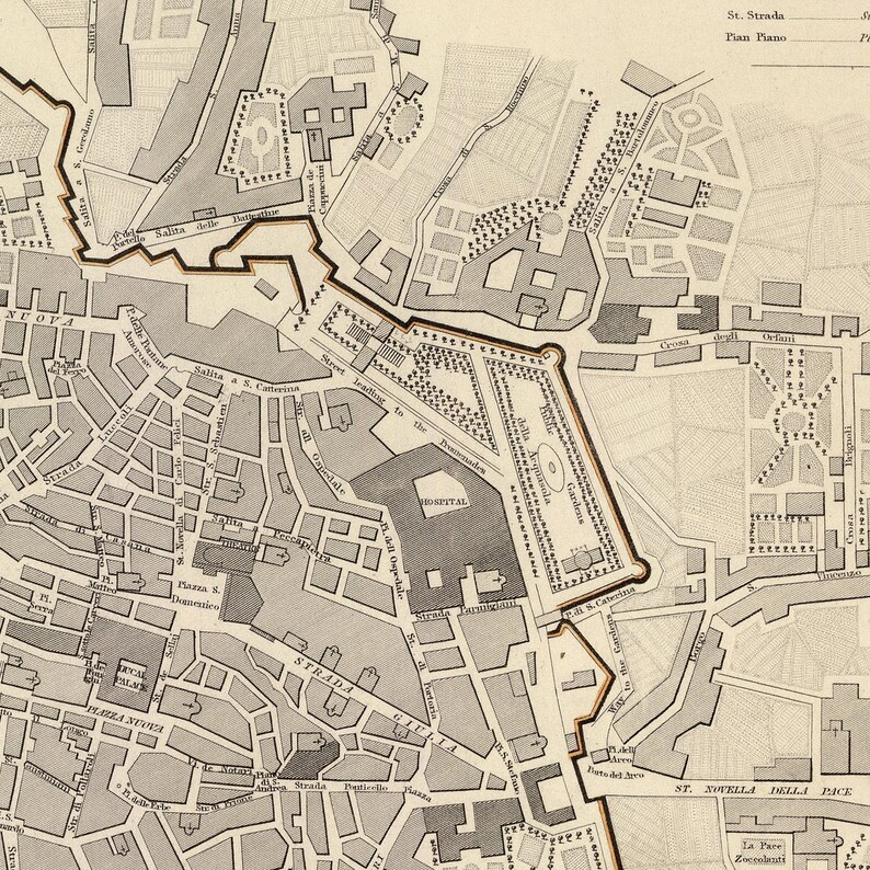 Genoa Vintage Map Print | Antique City Plan | Cartography Wall Art ...