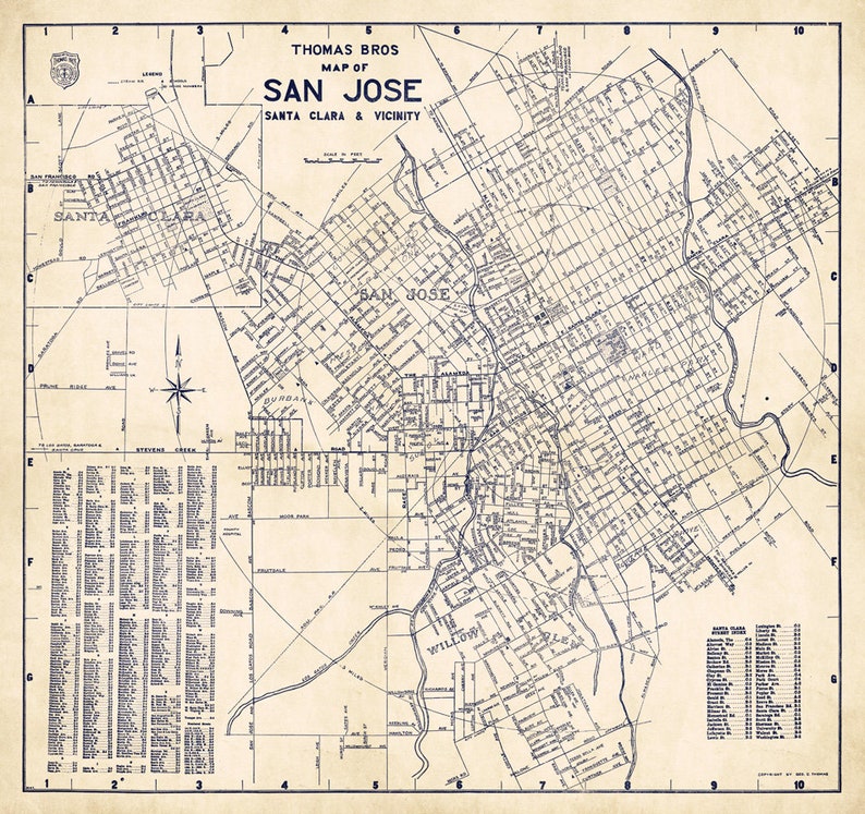 Vintage Map of San Jose Old Map With a Nice Patina Print on | Etsy