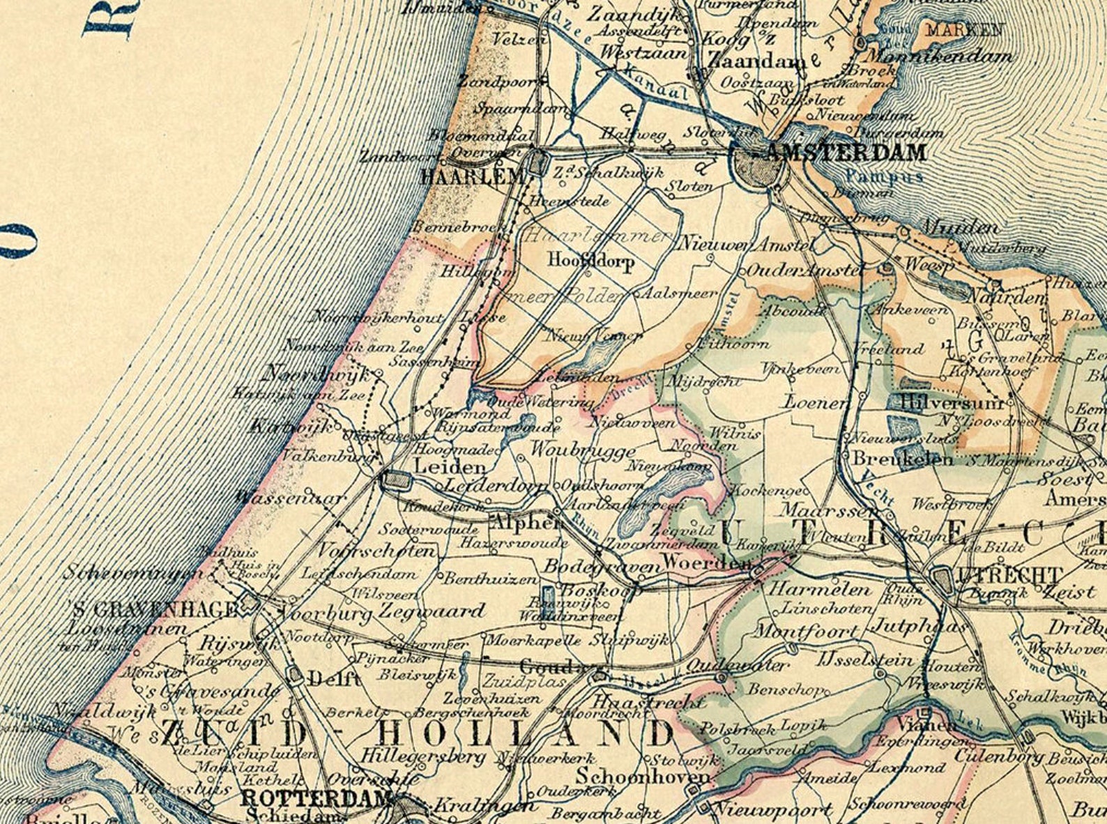 Netherlands Wall Map - Old Map of Holland Giclee Reproduction ...