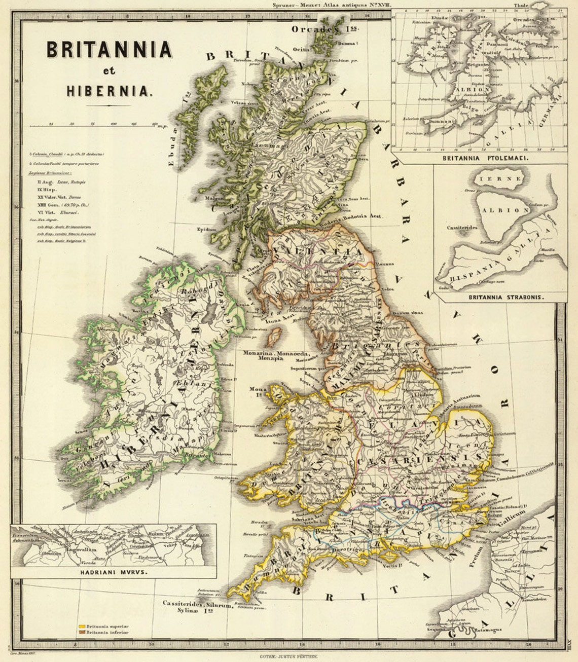 British Isles Map - Old Map of Britannia Fine Reproduction - Historical ...