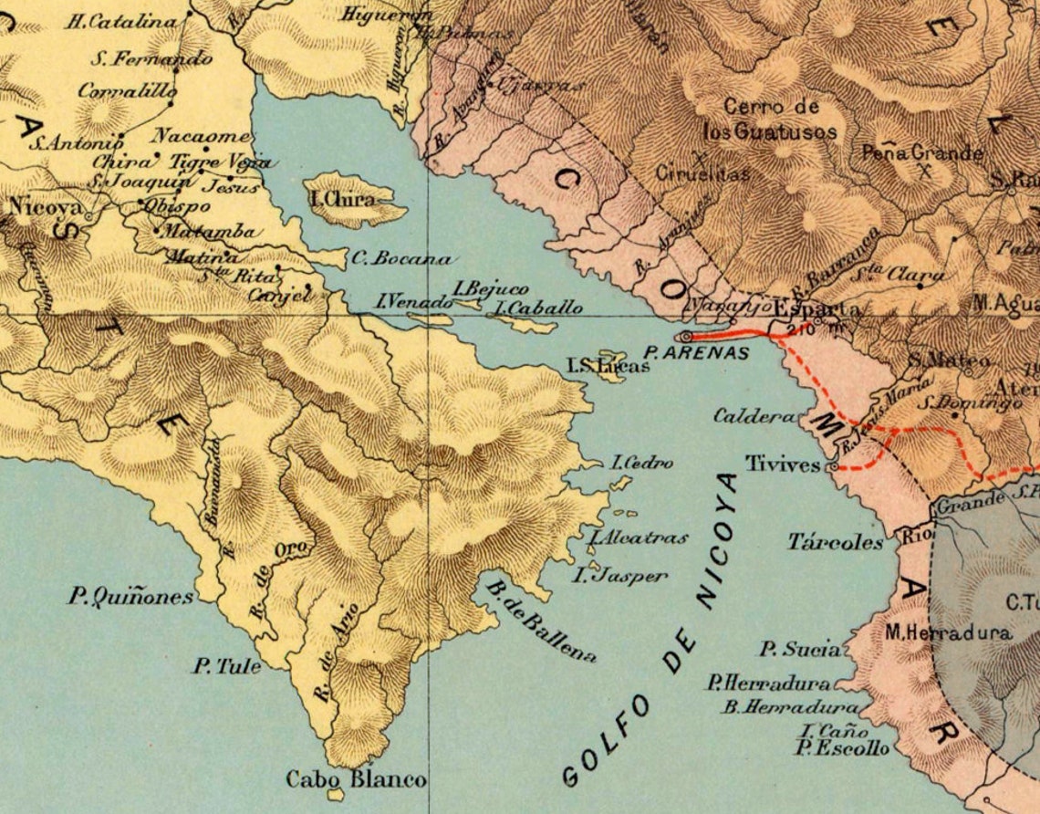 Costa Rica Map Old Map of Costa Rica Archival Reproduction - Etsy