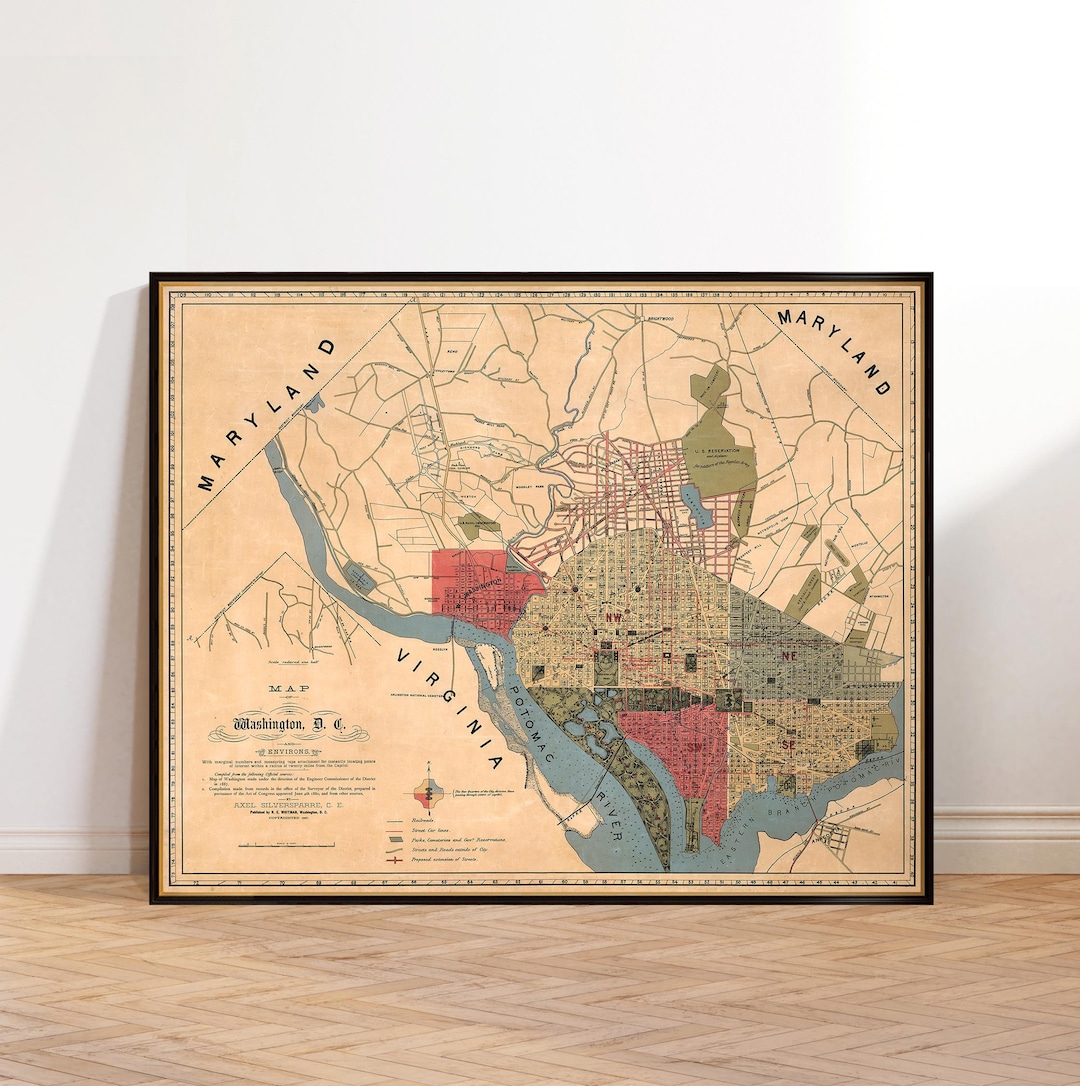 Washington DC Map | Historical City Plan | Old Map Restored Print - Etsy