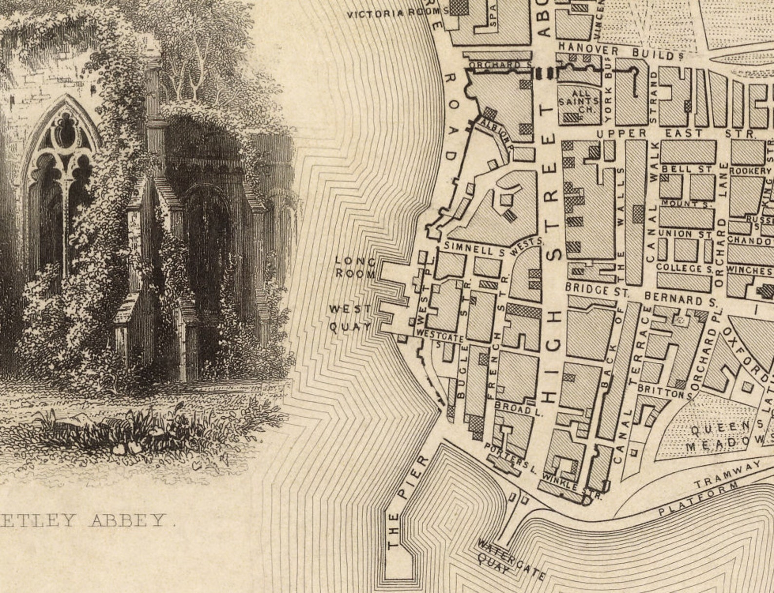 Old Map of Southampton Historical Map With Illustrations - Etsy