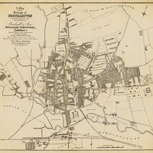 Northampton Map - Old Map of Northampton - Fine Print - Etsy