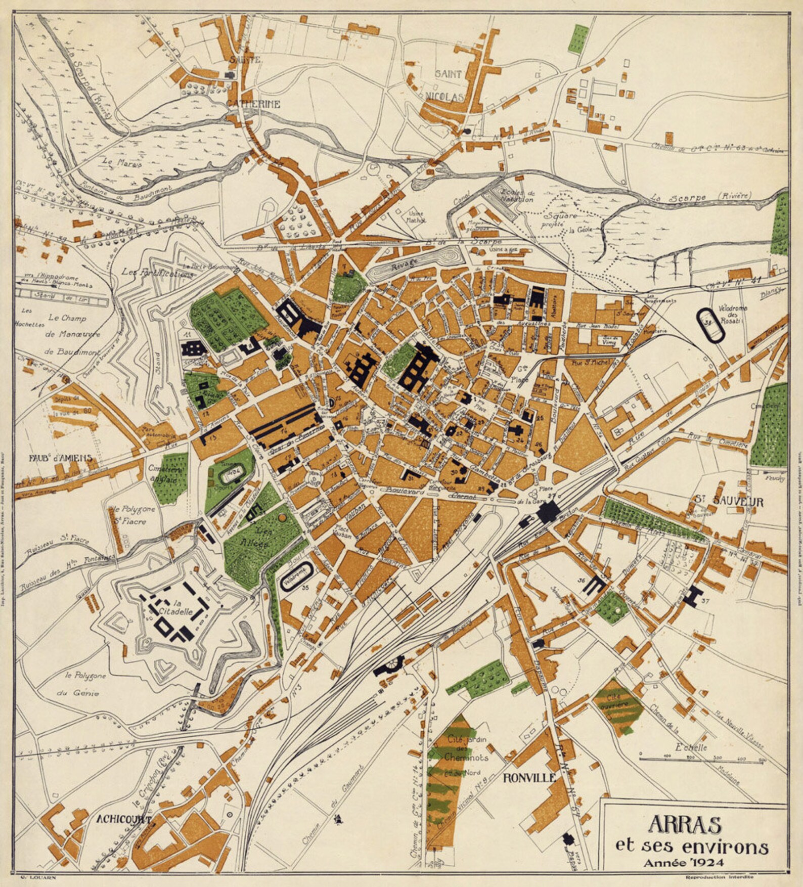 Old Map of Arras and Surroundings Arras Et Ses Environs | Etsy