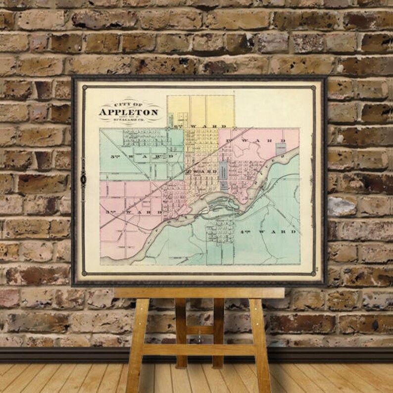 Appleton Map Old Map Historical Map Print on Canvas or | Etsy