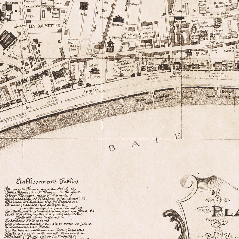 Nice Map - Old Map of Nice - City Map Archival Reproduction on Paper or ...