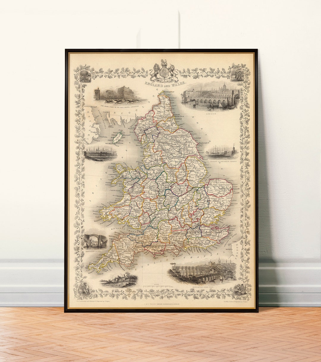 England and Wales Map From 1851, Wonderful Piece of History ...