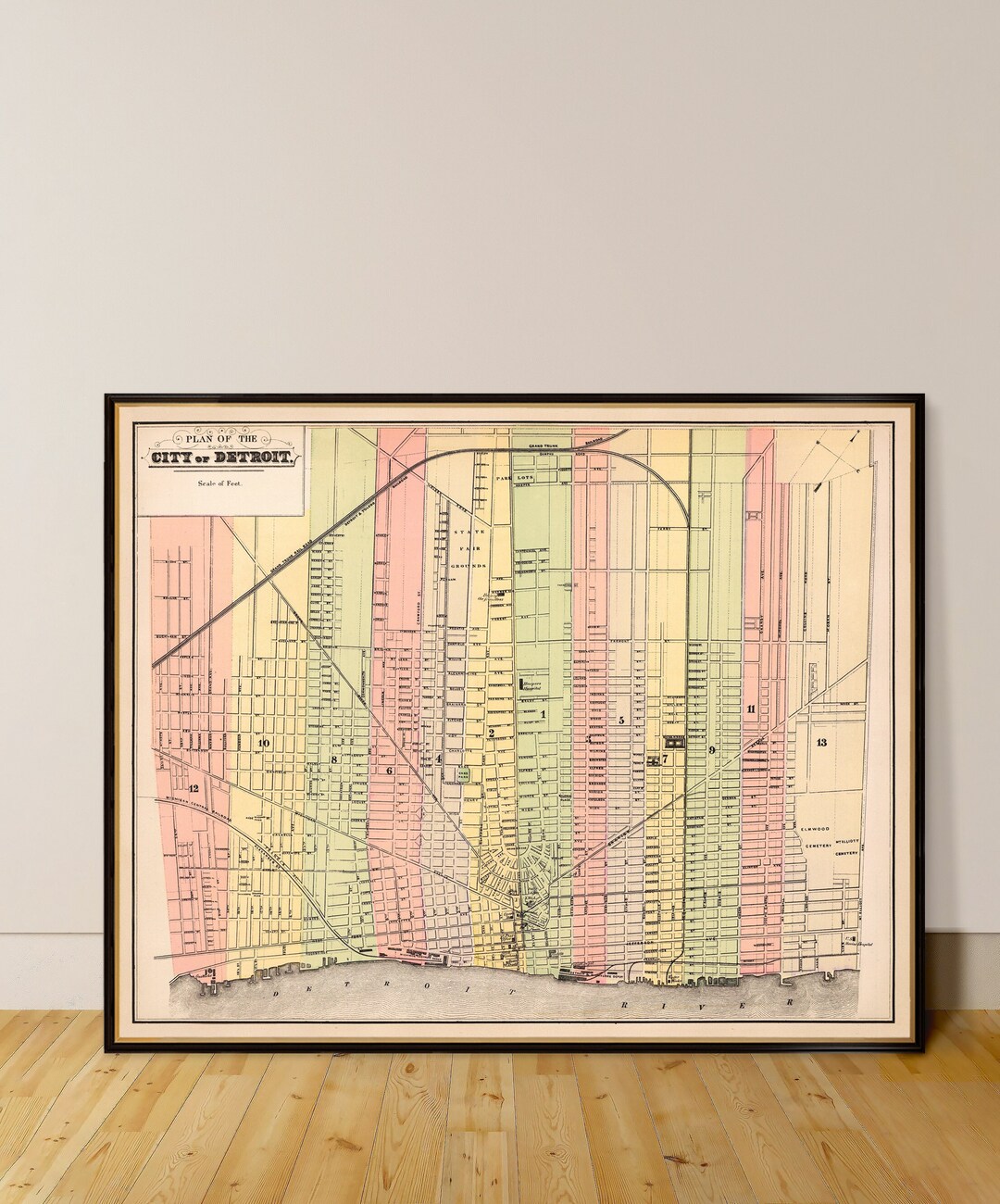 Detroit Map, Map of Detroit Archival Reproduction, Old Maps Restored ...