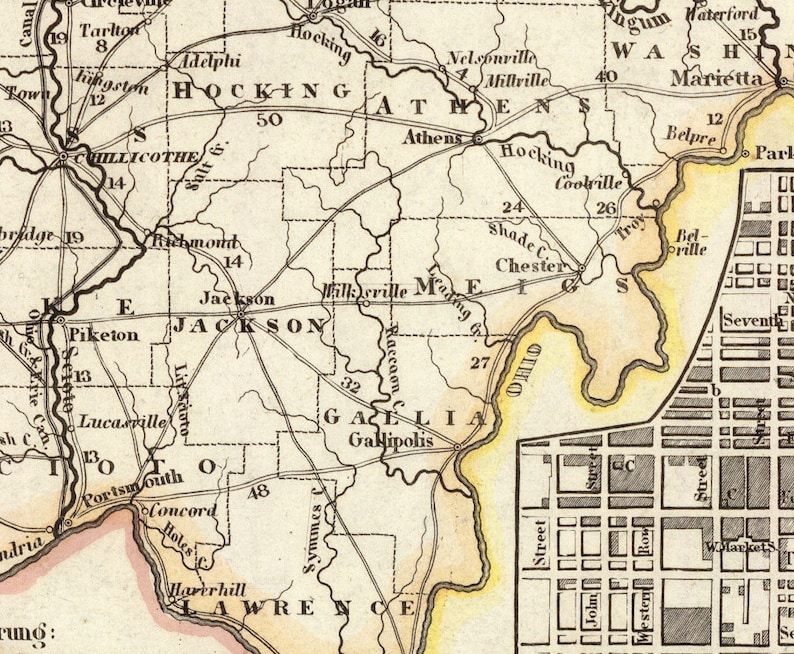 Ohio Map Historical Map Restored Buckeye State Antique - Etsy Canada