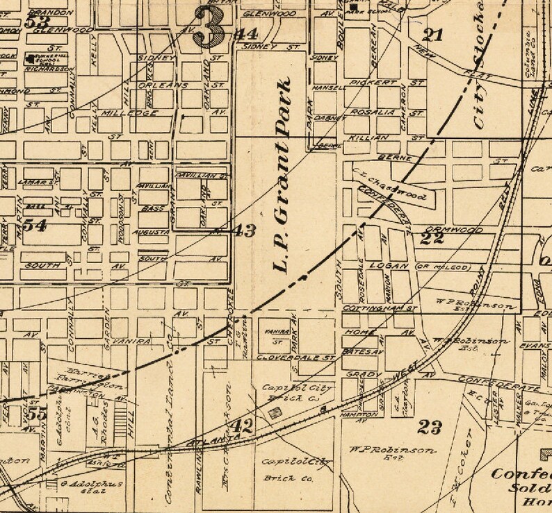 Map of Atlanta Old Map Restored Archival Fine Print of - Etsy