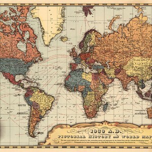 Historic Map of the World From 1939, Just Before Starting of the WW2 ...