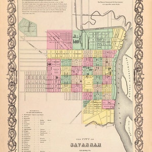 Savannah Map - Old Map of Savannah Print - Archival Reproduction on ...