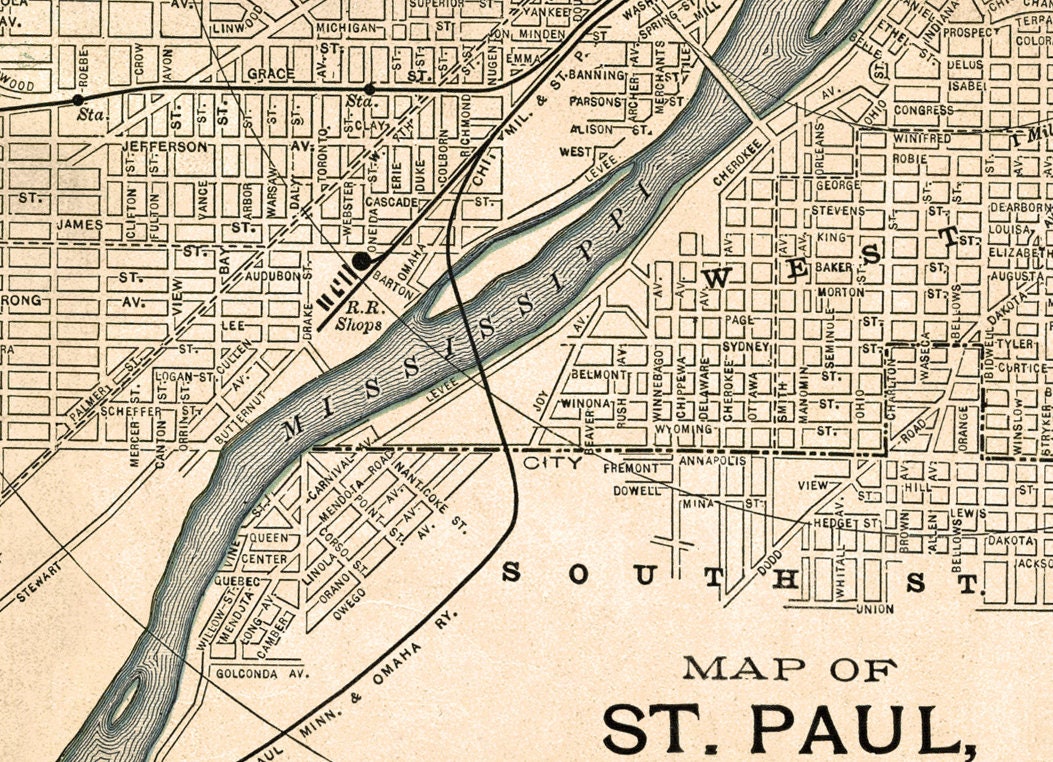 Saint Paul Map - Large Map of Saint Paul, Giclee Print on Paper or ...