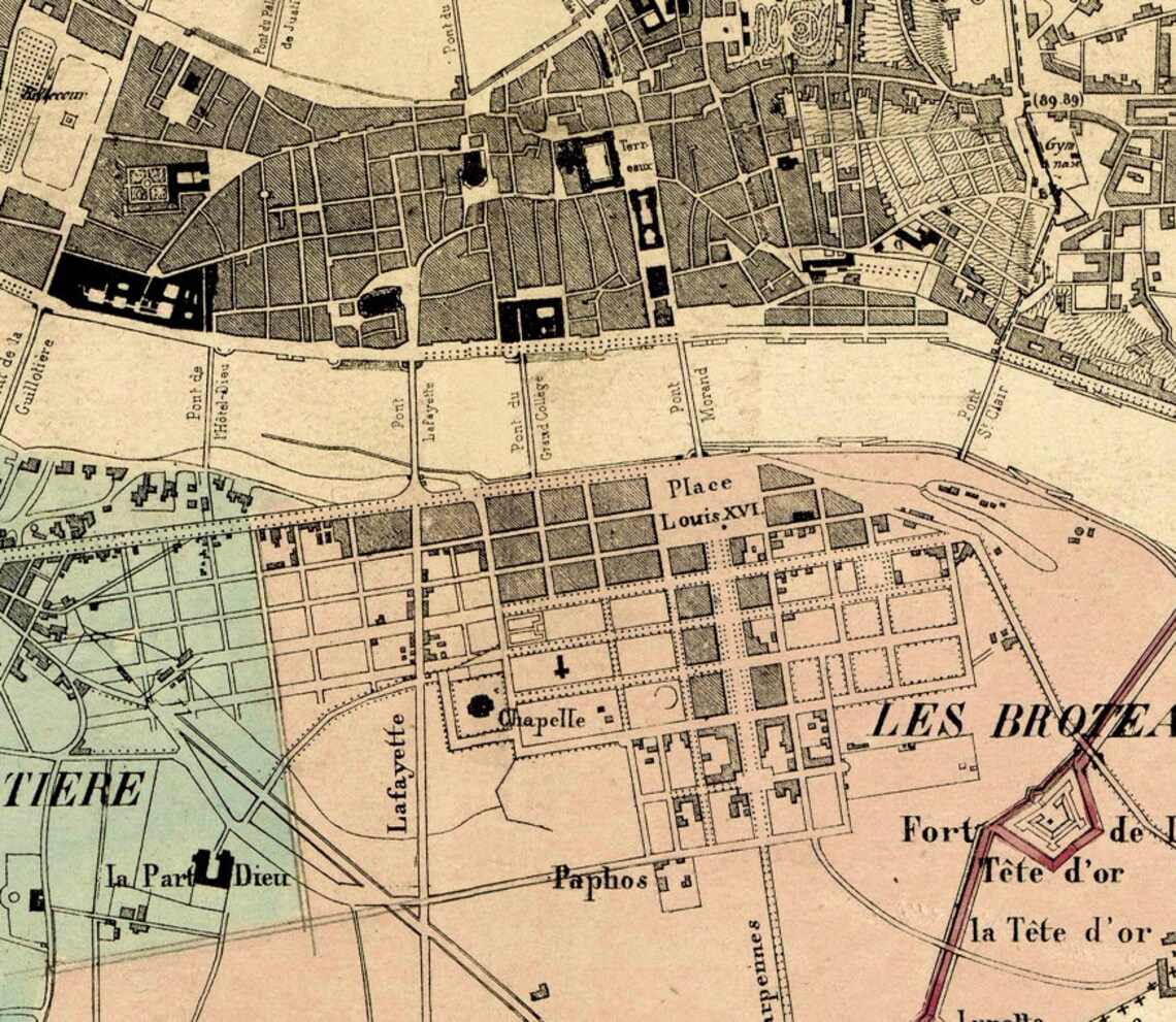 Vintage Map of Lyon Plan De Lyon Old Map of Lyon Print - Etsy