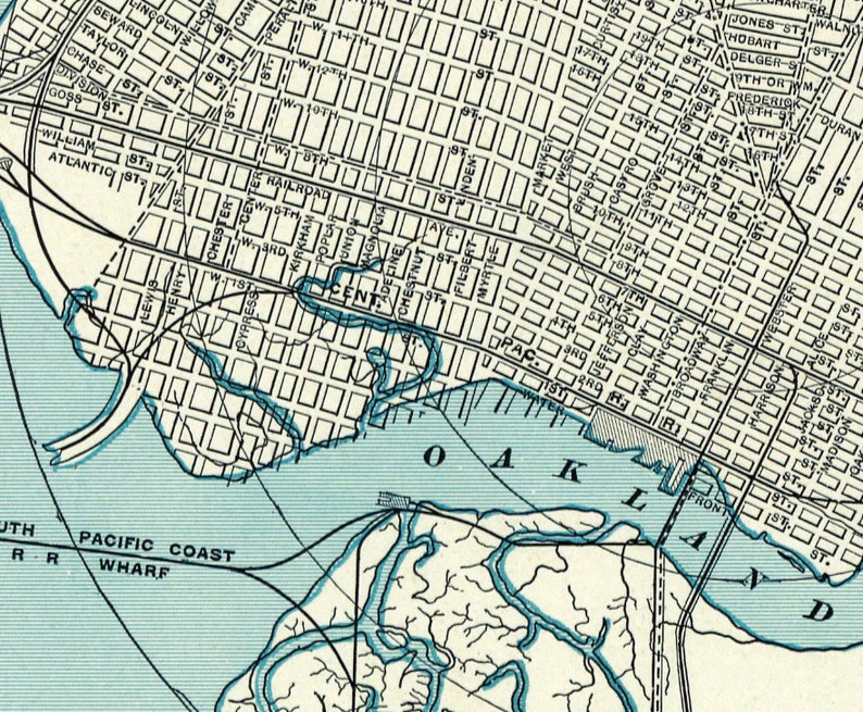 Old Map of Oakland Fine Archival Print Vintage City Plan | Etsy