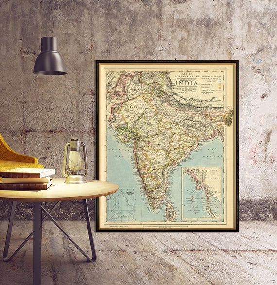 Vintage Map of India Archival Reproduction India Wall Map - Etsy