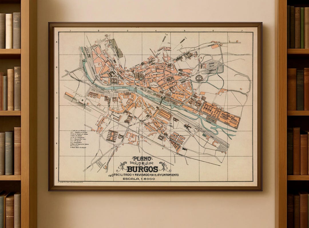 Burgos Vintage Map | Antique Town Plan | Iberian Cartography Print - Etsy