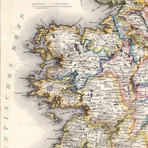 Old Map of Ireland, Archival Reproduction, Fascinating Historical ...