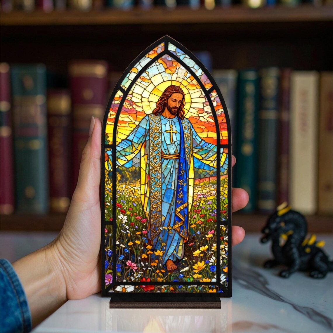 Religious Stained Glass Candle Holder, Christian Home Decor, Faith Art ...