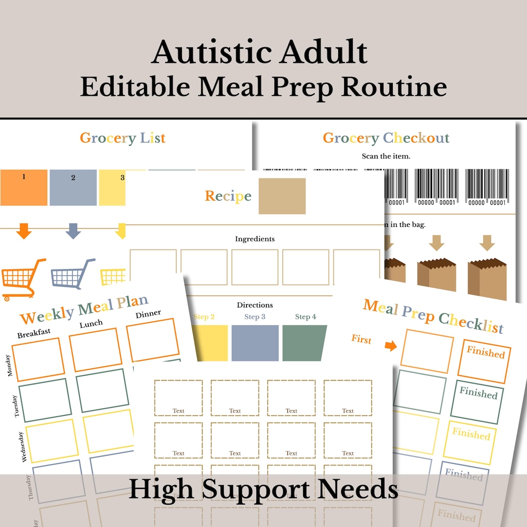Autistic Adult Meal Planner, Visual Recipe Cards (digital Download) - Etsy
