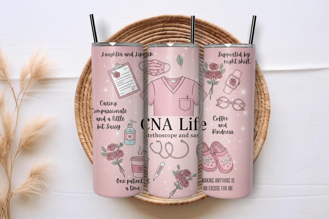 Pink CNA Nurse Appreciation Graduation Gift Coffee Tumbler Wrap ...