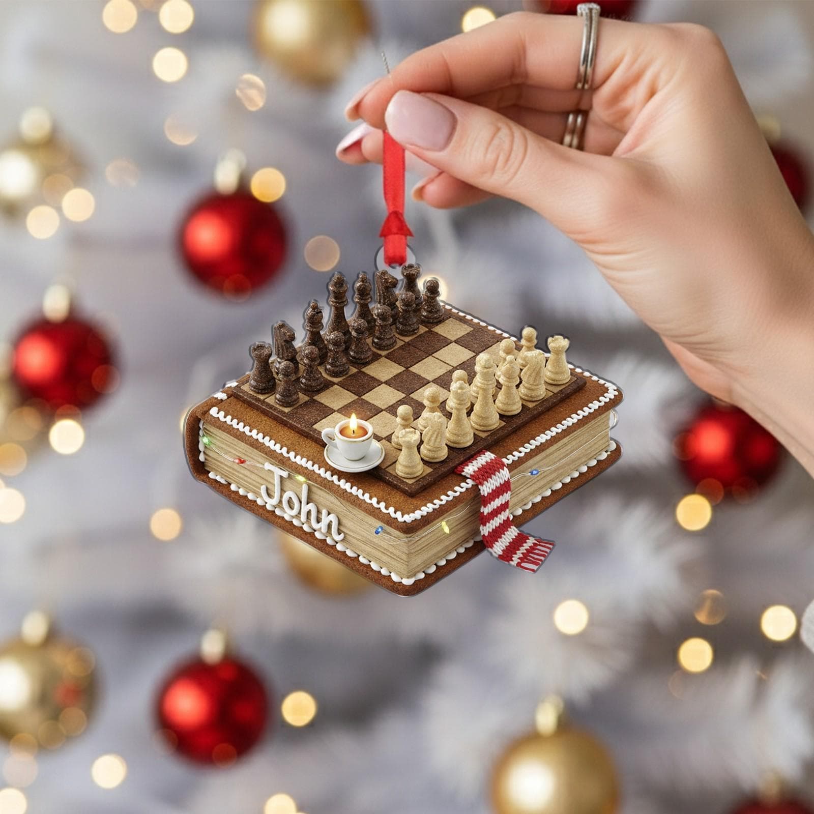 Personalized Chess Board Book Ornament, Player Gift Christmas Decor ...