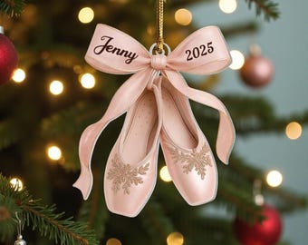 Ballet Shoes Christmas Ornament, Pink Pointe Shoe Acrylic Tree Hanging ...