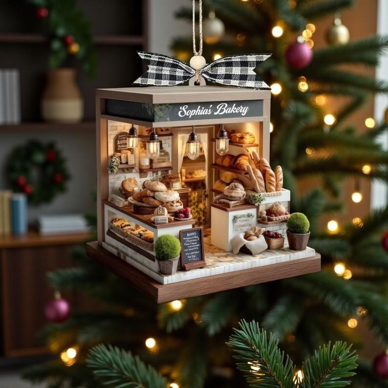 Personalized Bakery Storefront Ornament, Bread Shop Baker Gift ...