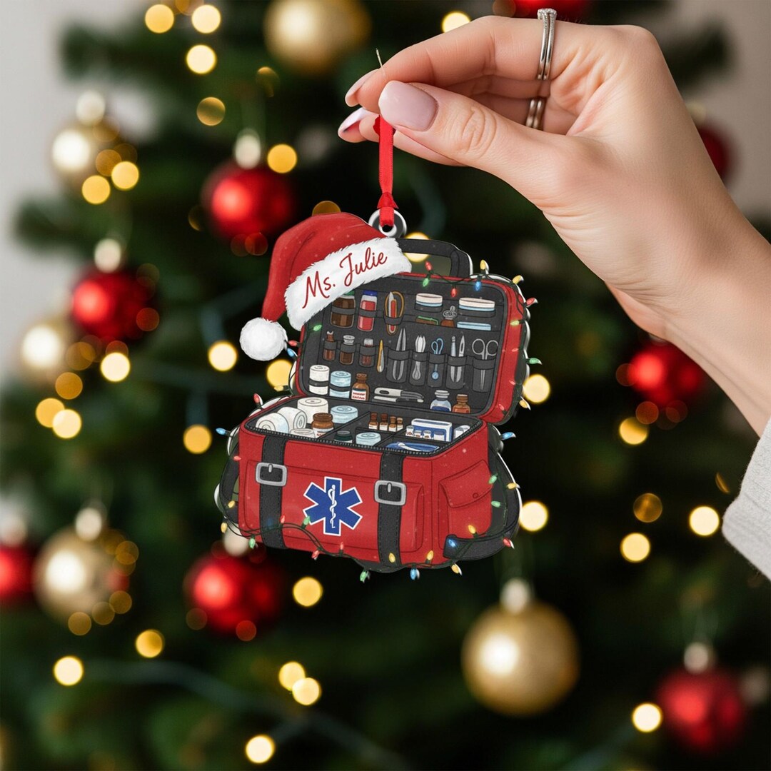 Personalized First Aid Kit Christmas Ornament, EMT Nurse Gift Decor ...