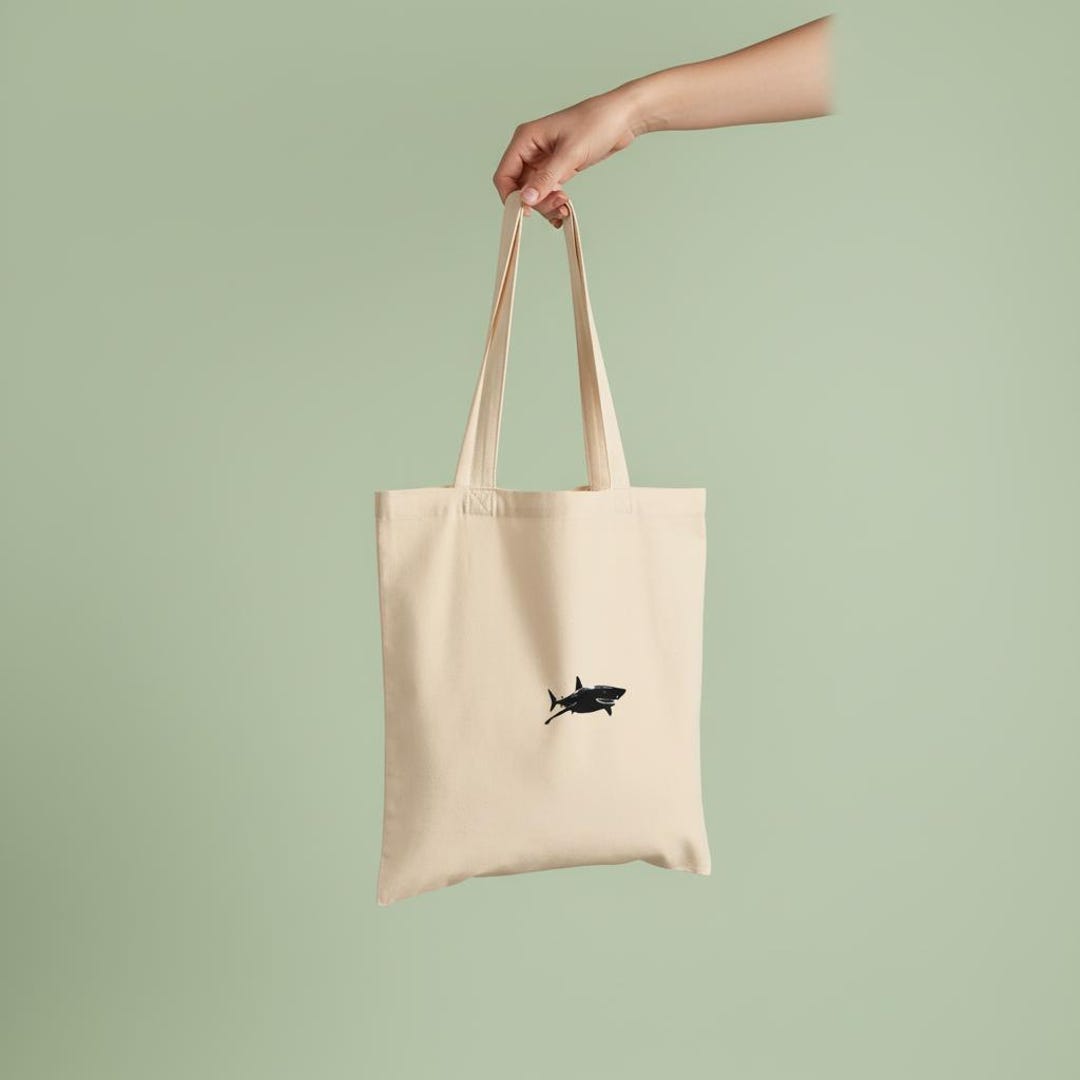 Minimal Shark Tote Bag - Eco-friendly Cotton Carryall - Etsy