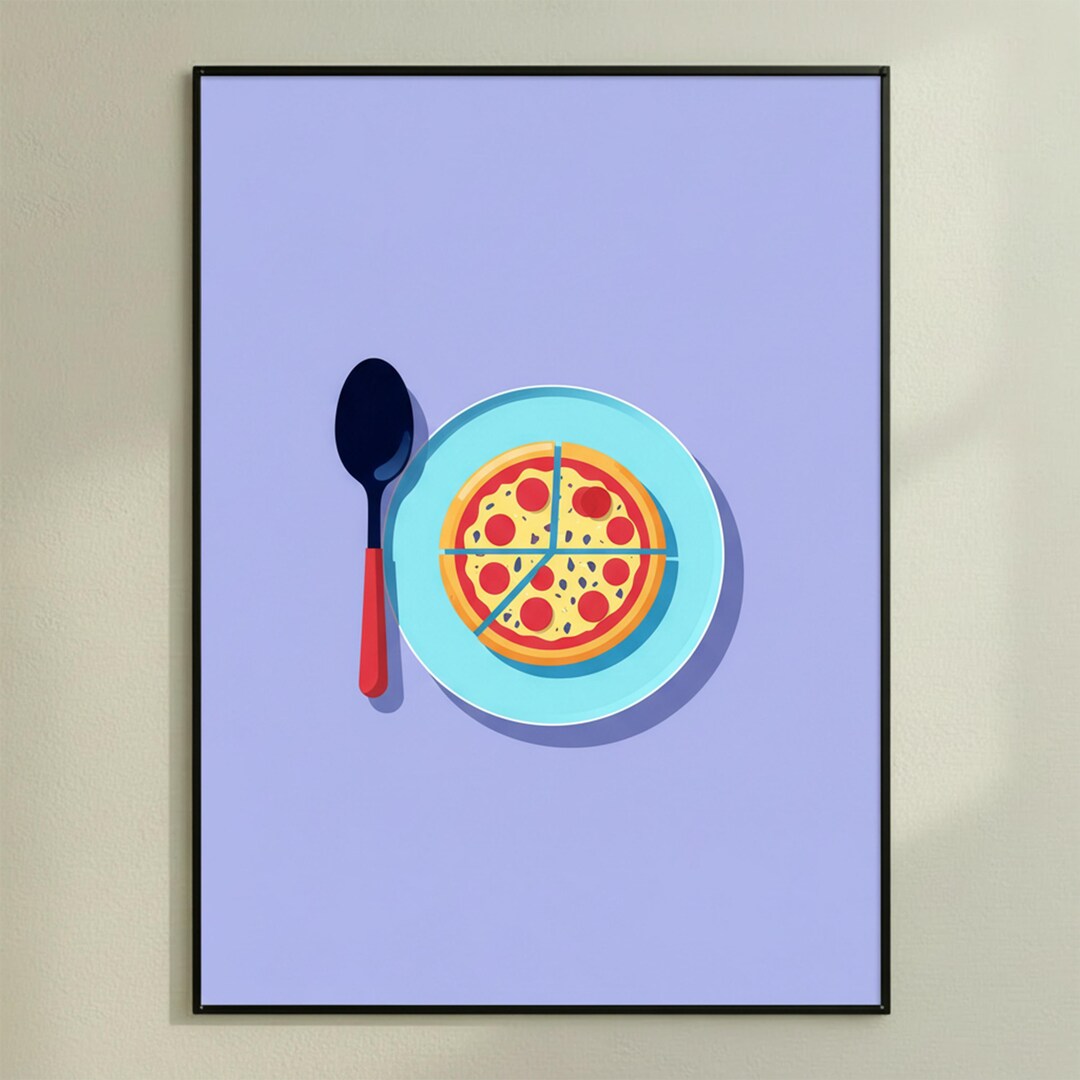Spoon and Pizza – Minimal Surreal Digital Art Print - Etsy