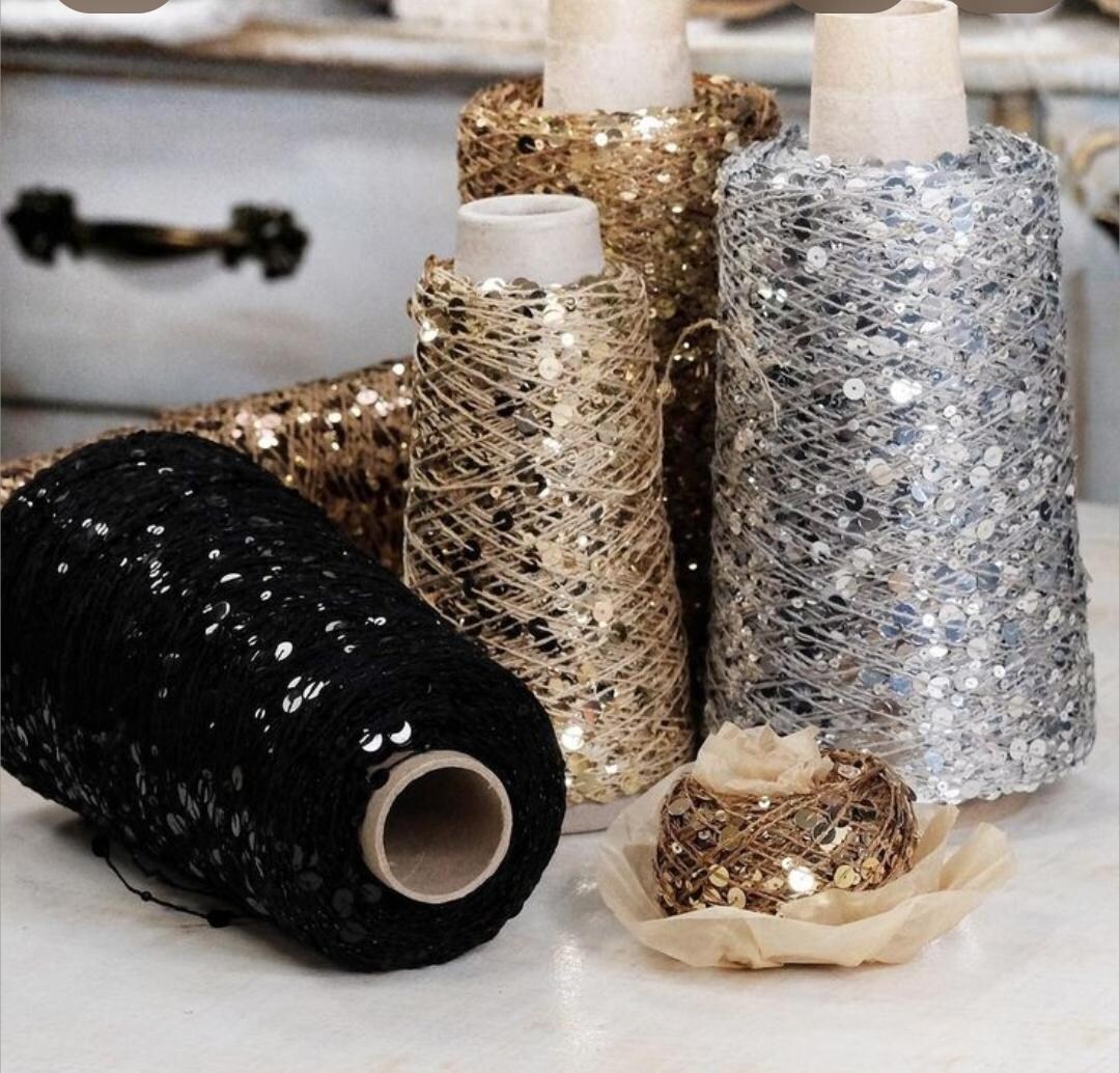 Royal Sequins on Cotton 50g/1.76oz Glitter Thread 6m/3m Decorative ...