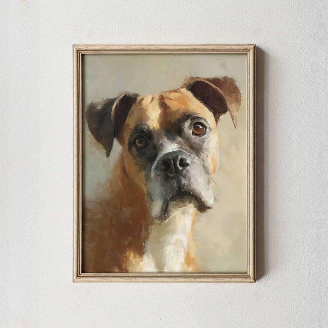 Boxer Dog Portrait Digital Wall Art – Pet Memorial Download, Boxer ...