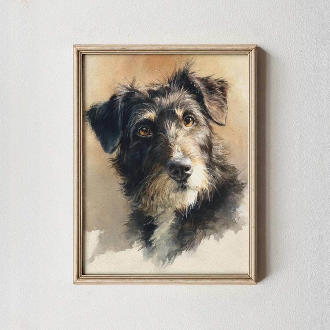 Rescue Dog Digital Portrait Printable Mixed Breed Dog Wall Art Custom ...