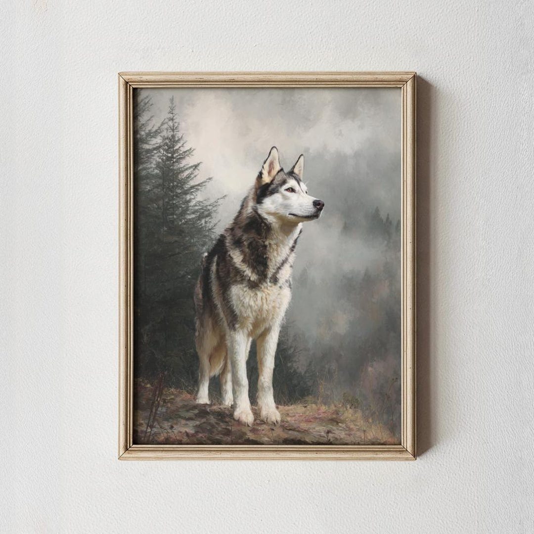 Husky Oil Painting, Digital Wall Art Download, Dog Breed Poste,r ...