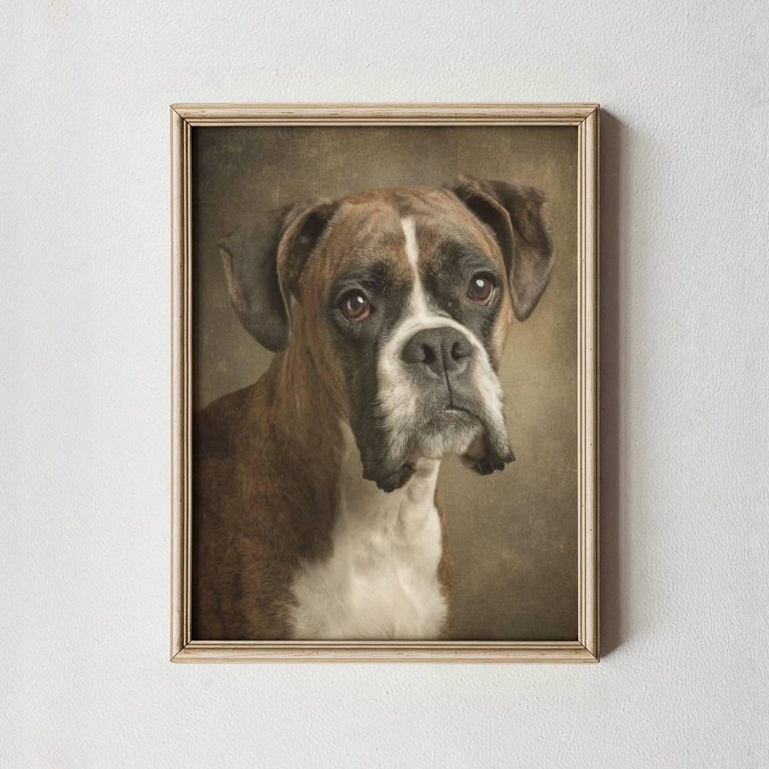 Boxer Dog Printable Wall Art Rustic Farmhouse Decor, Vintage Style Dog ...