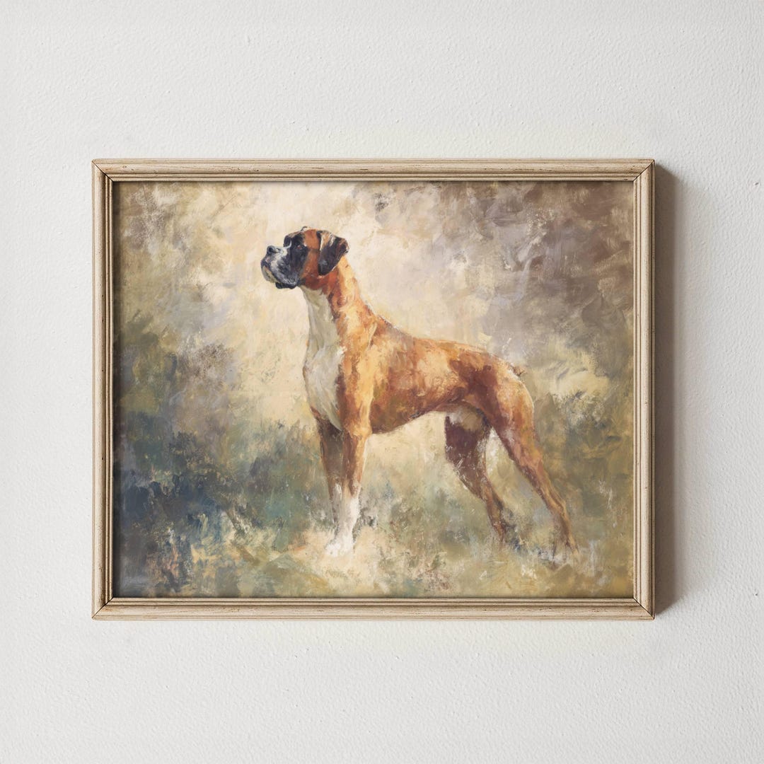 Boxer Dog Fine Art Printable Digital Painting for Elegant Home Decor ...