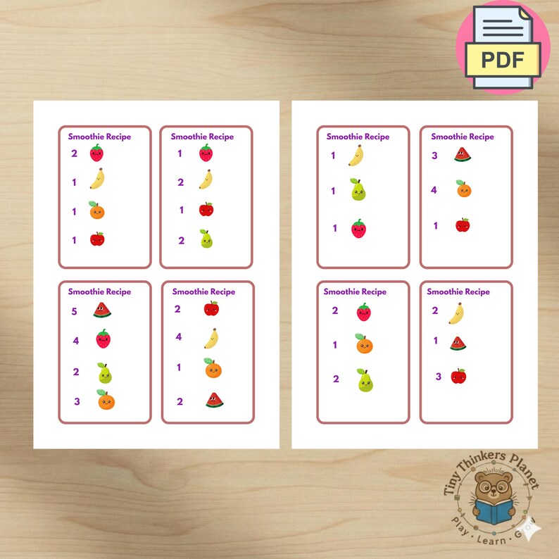 Fruit Blender Game Printable | Smoothie Counting Activity | Preschool ...
